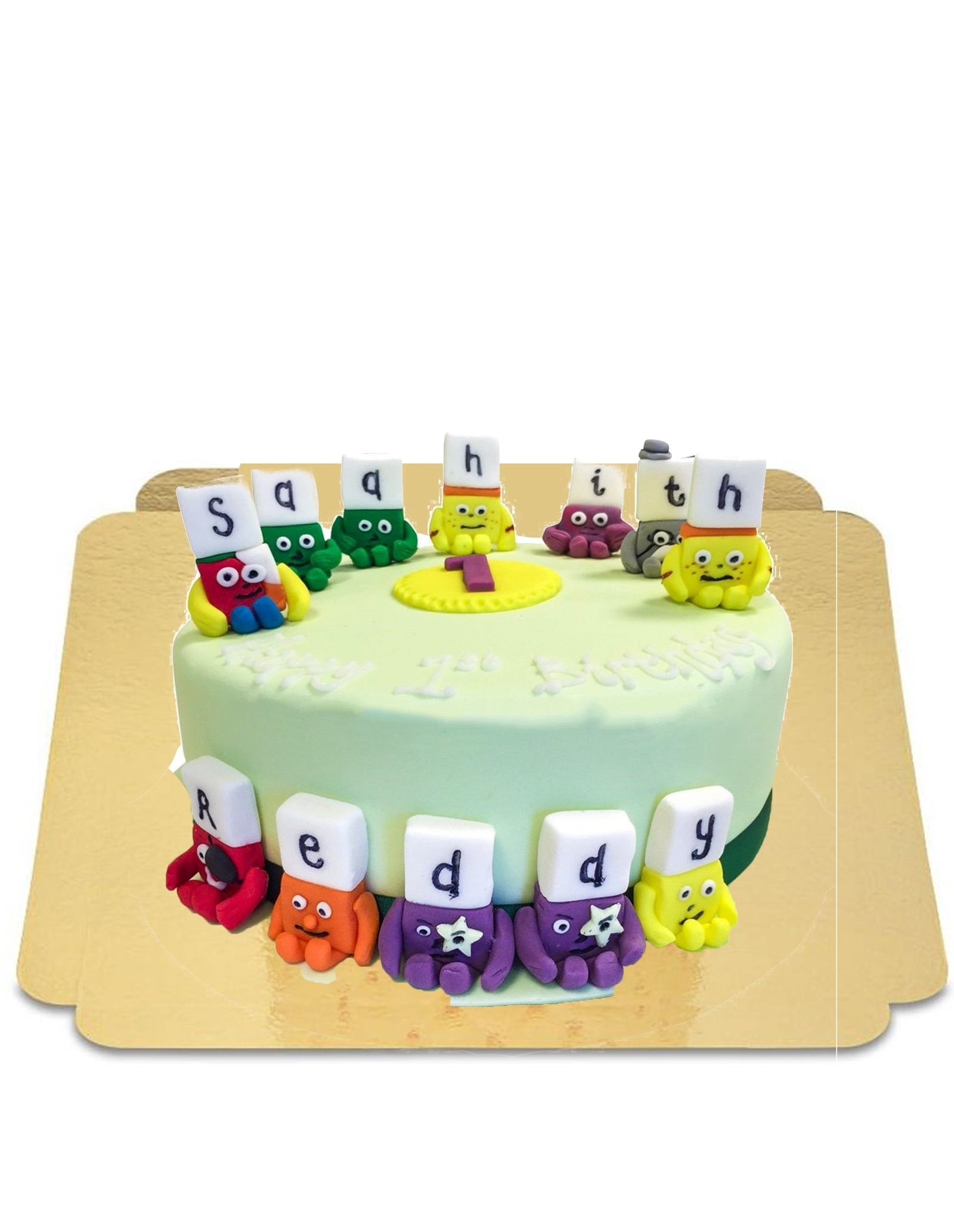 Veganistische, en glutenvrije Alphablocks cake