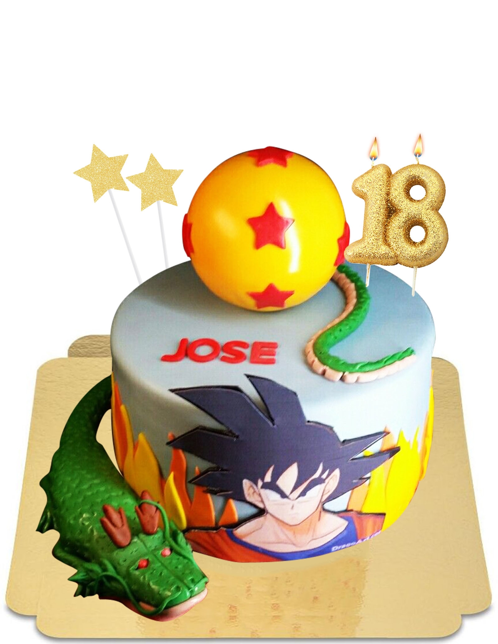 Veganistische shenron en goku dragon ball z cake, glutenvrij